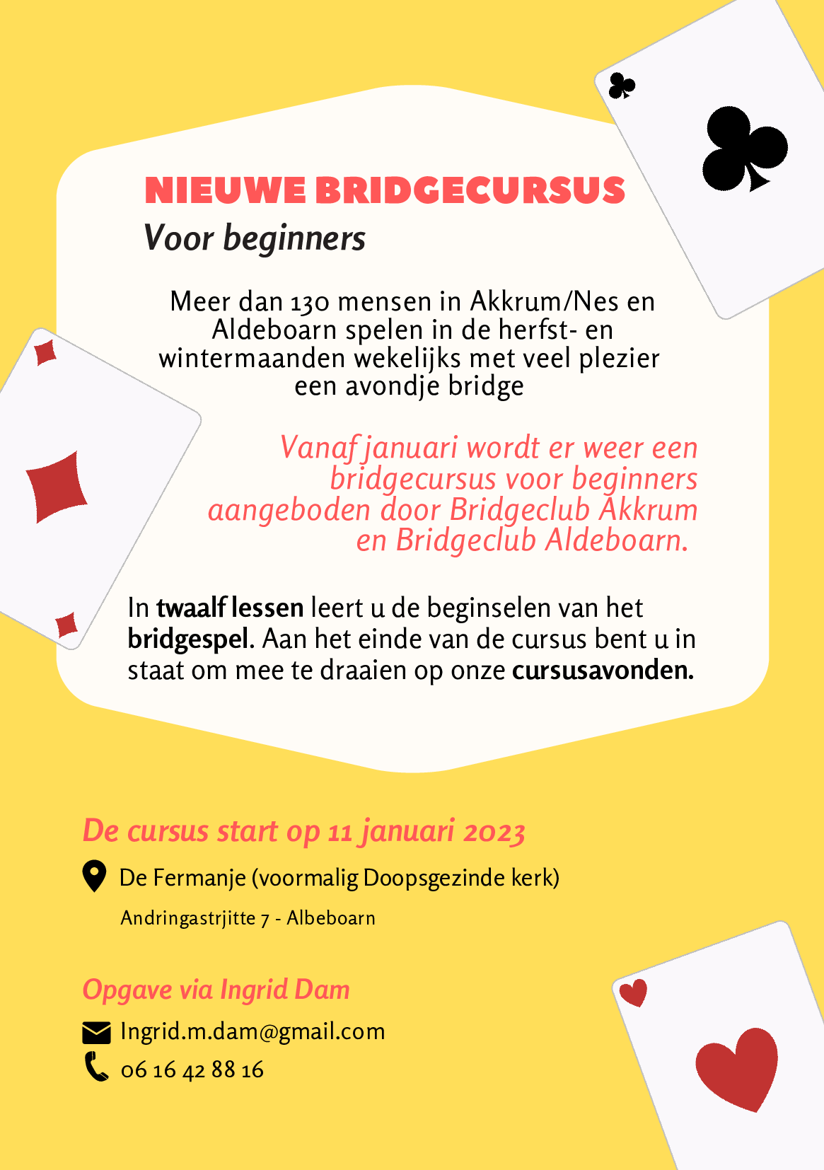 Nieuwe bridgecursus - B.C. de Toer